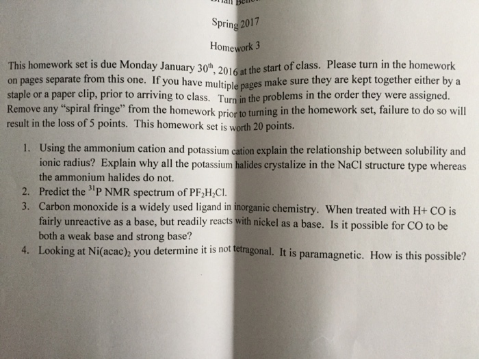 Solved This homework set is due Monday January 30^th 2016 at | Chegg.com