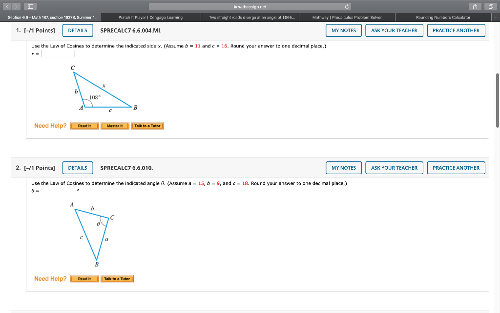 Solved a webassian.net Section 6.6 - Math 187, Section | Chegg.com