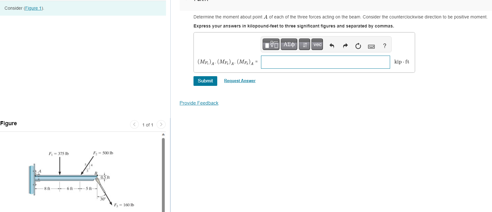 Solved Determine the moment about point A of each of the | Chegg.com