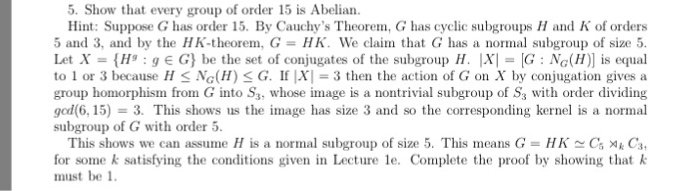 Solved . Show that every group of order 15 is Abelian. Hint: | Chegg.com