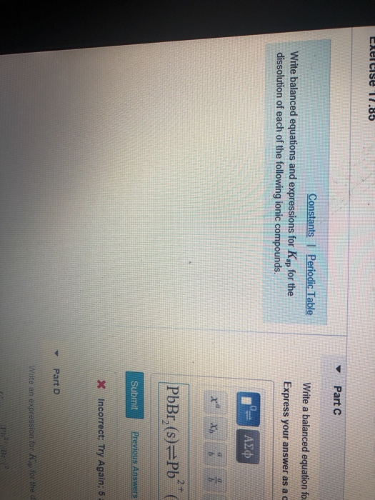 Solved Part C Constants I Periodic Table Write balanced | Chegg.com