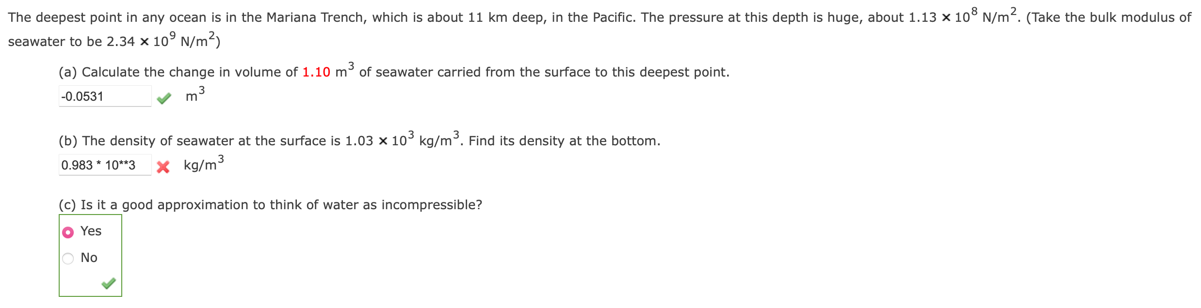 Solved The deepest point in any ocean is in the Mariana | Chegg.com