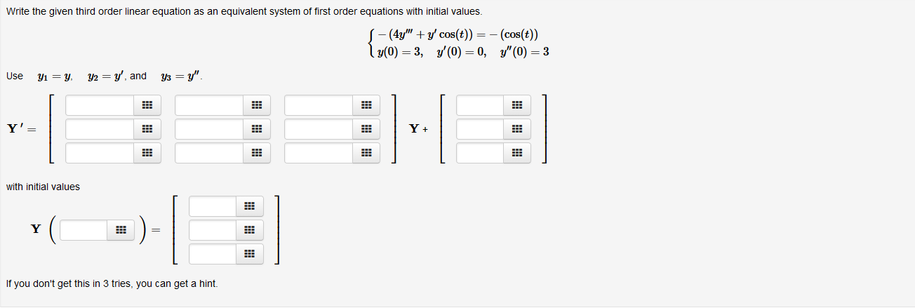 Solved Write the given third order linear equation as an | Chegg.com