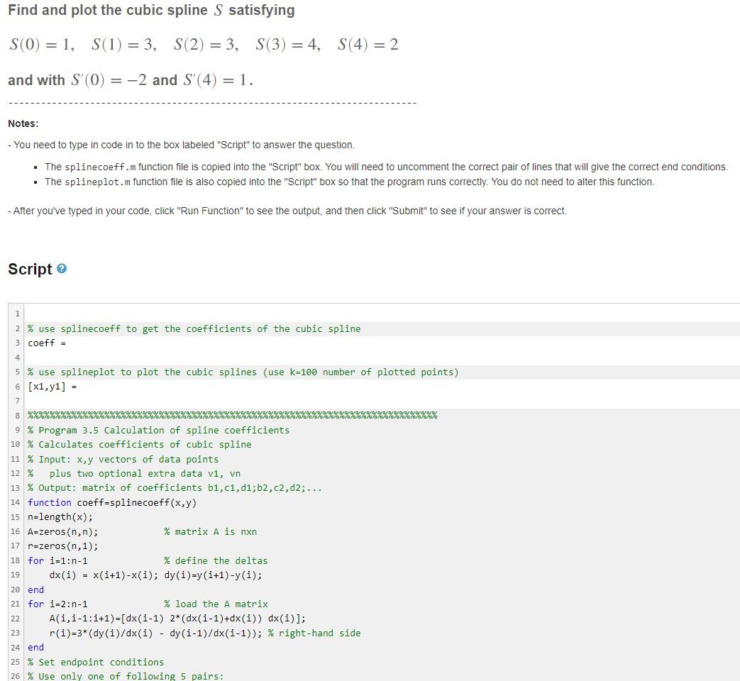 Find and plot the cubic spline S satisfying | Chegg.com