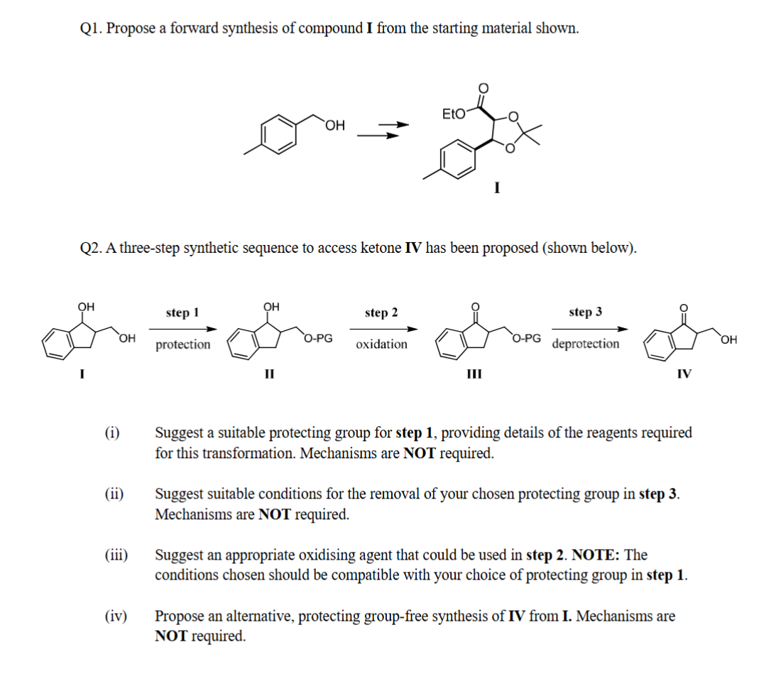 Solved by an EXPERT Q1. ﻿Propose a forward synthesis of compound | Chegg.com