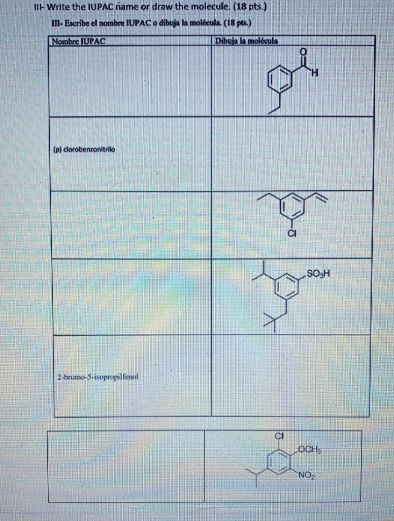 Solved - Write the IUPAC name or draw the molecule. (18 | Chegg.com