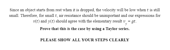 Solved Since an object starts from rest when it is dropped, | Chegg.com