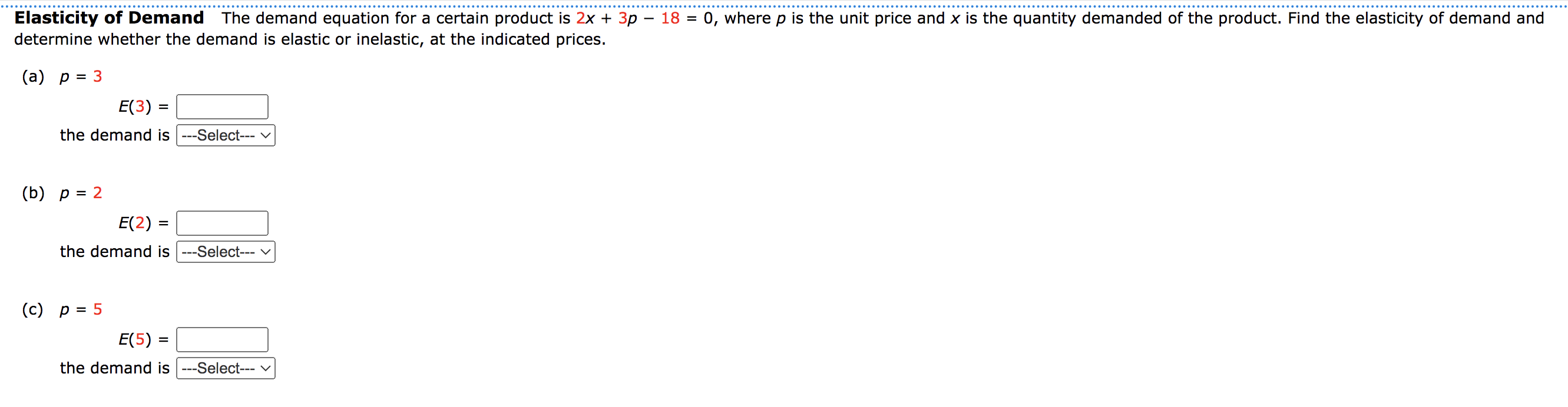 Solved Elasticity of Demand The demand equation for a | Chegg.com