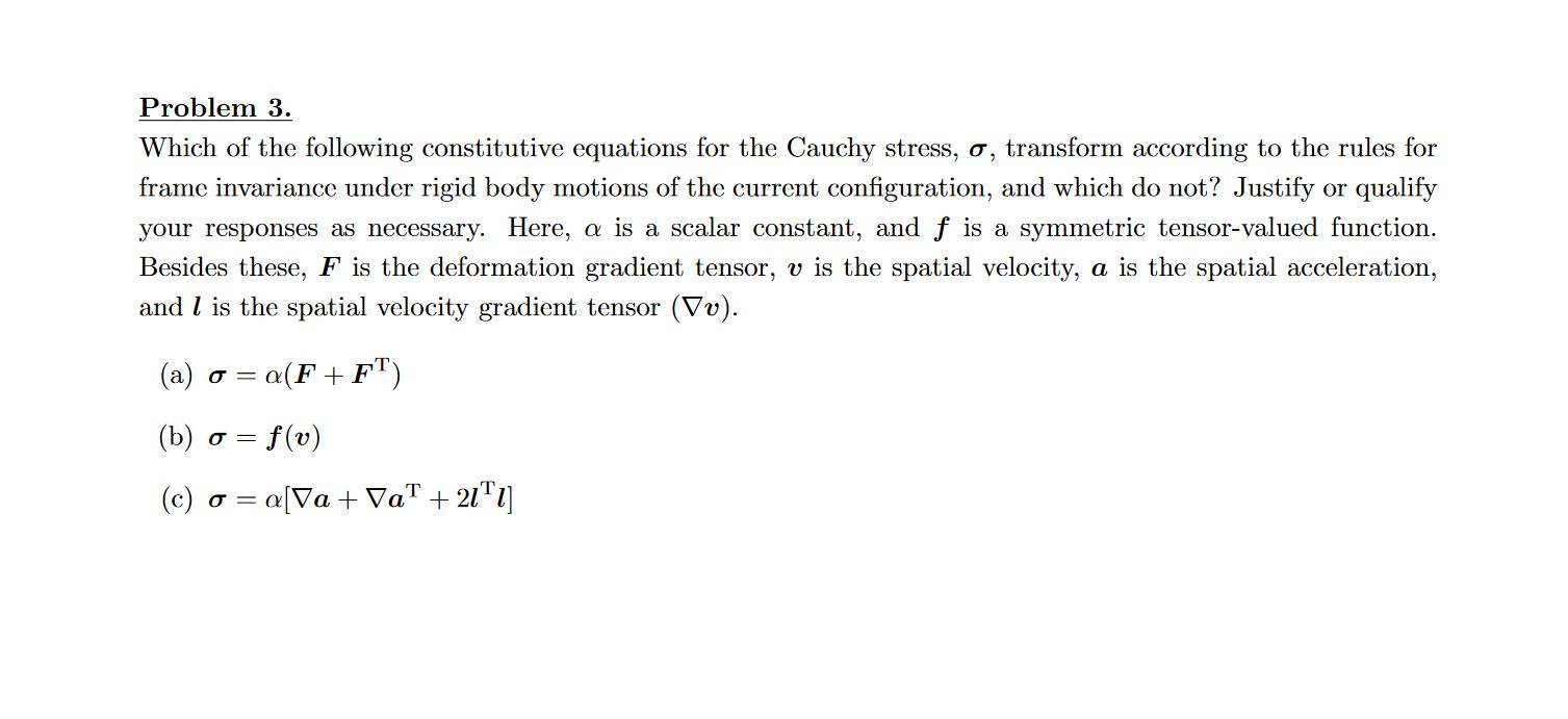 Solved Problem 3.Which of the following constitutive | Chegg.com
