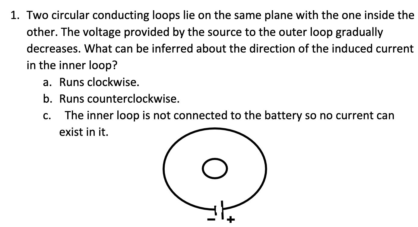 Solved 1. Two circular conducting loops lie on the same | Chegg.com