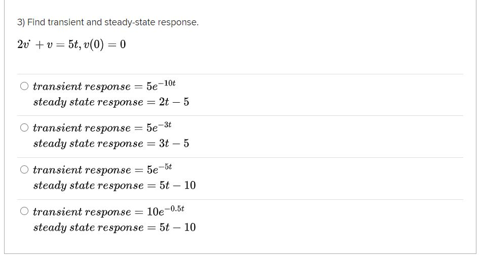 Solved 3 Find Transient And Steady state Response 2v u Chegg