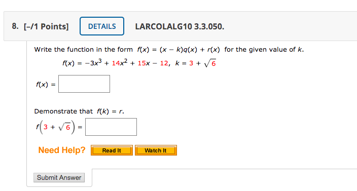 Solved 8. [-/1 Points) DETAILS LARCOLALG10 3.3.050. Write | Chegg.com