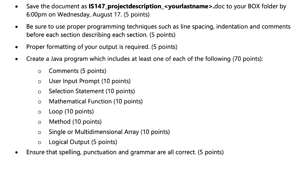 Solved - Save the document as IS147_projectdescription_.doc | Chegg.com