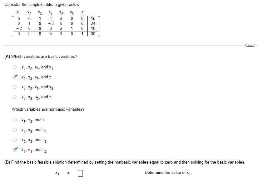 Solved Consider the simplex tableau given below. | Chegg.com
