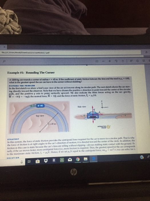 Solved Example # 1: Rounding The Corner Ata0kg car rounds a | Chegg.com
