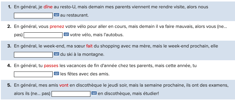 Help needed with french Le verbe aller et le futur | Chegg.com