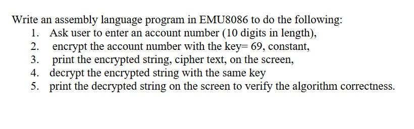Solved Write An Assembly Language Program In Emu8086 To Do 1355
