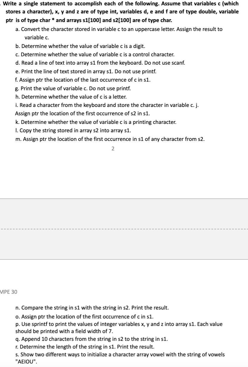 Solved Write a single statement to accomplish each of the | Chegg.com