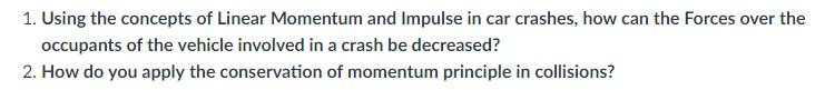 Solved 1 Using The Concepts Of Linear Momentum And Impulse