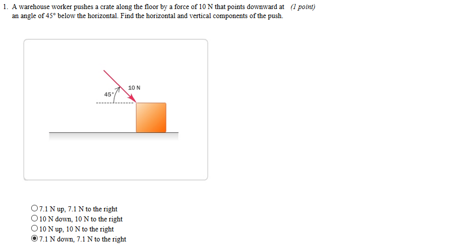 Solved 1. A warehouse worker pushes a crate along the floor | Chegg.com