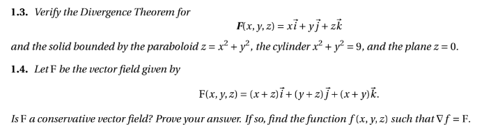Solved 1.3. Verify the Divergence Theorem for | Chegg.com