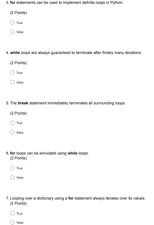 Solved 3. for statements can be used to implement definite | Chegg.com