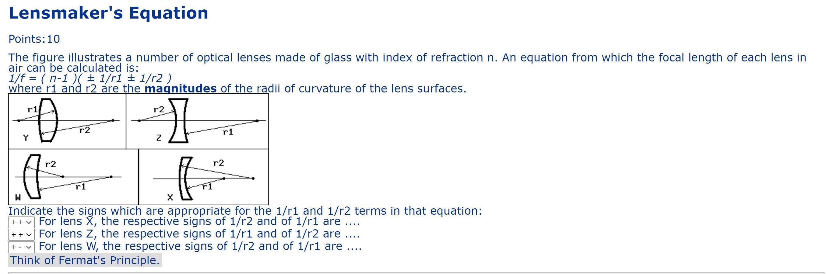 Solved Lensmaker's Equation Points:10 The figure illustrates | Chegg.com