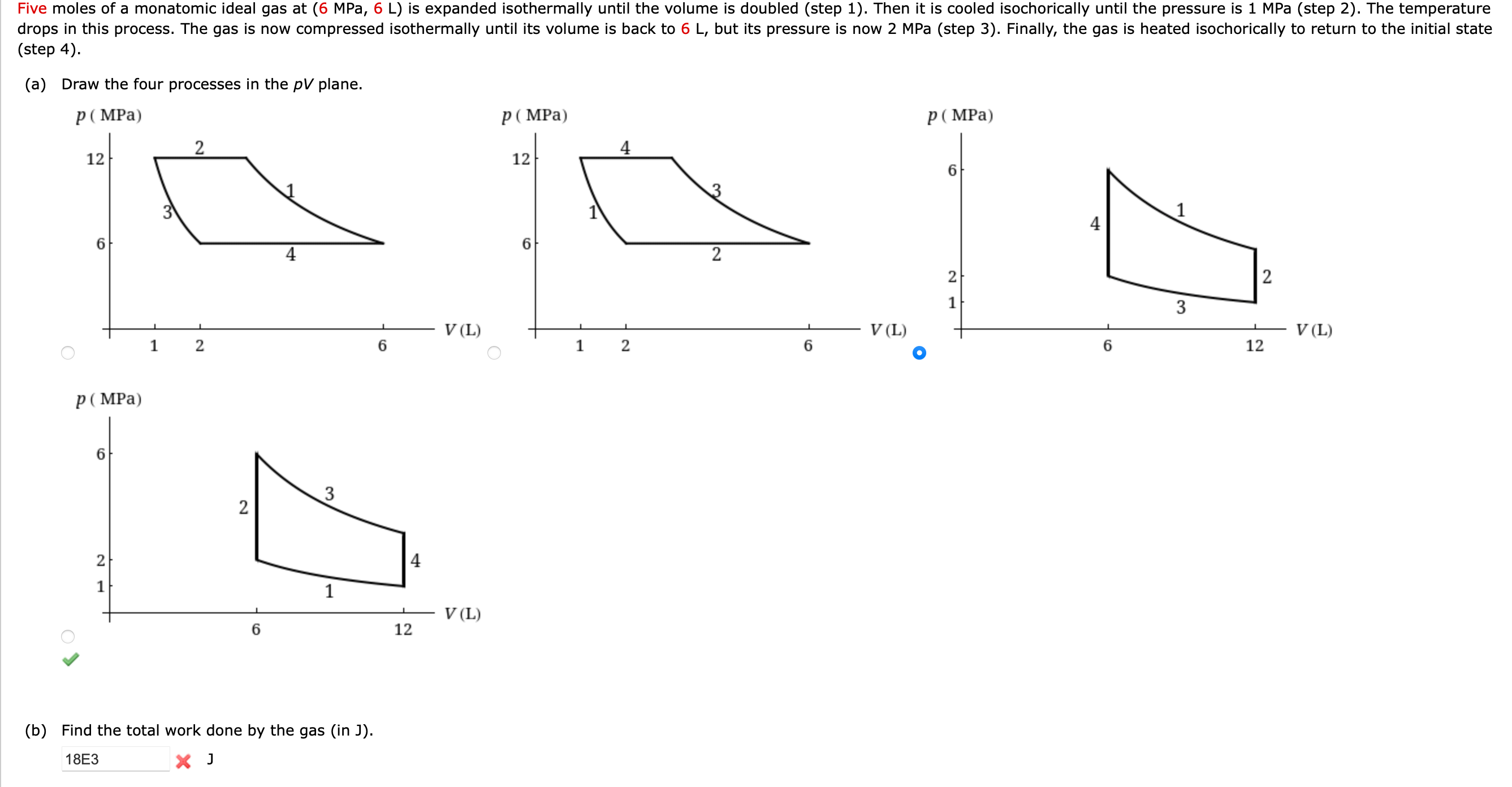 Solved (step 4). (a) Draw the four processes in the pV | Chegg.com