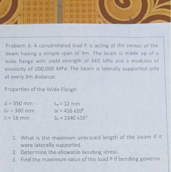 Solved Problem 3: A concentrated load P is acting at the | Chegg.com