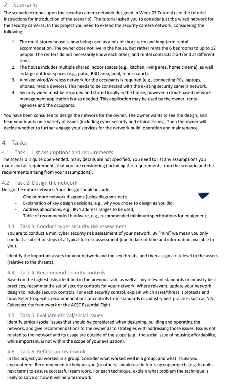 Solved 2 Scenario The scenario extends upon the security | Chegg.com