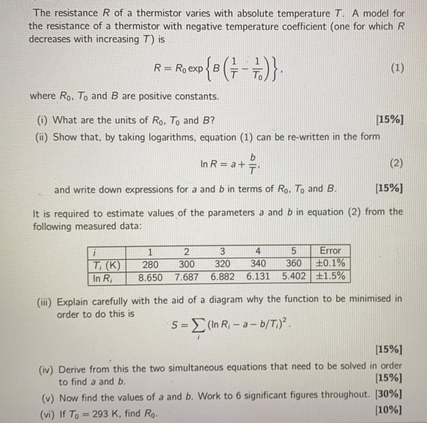 The resistance R of a thermistor varies with absolute | Chegg.com