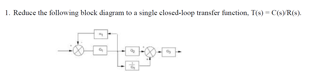 Solved 1. Reduce the following block diagram to a single | Chegg.com