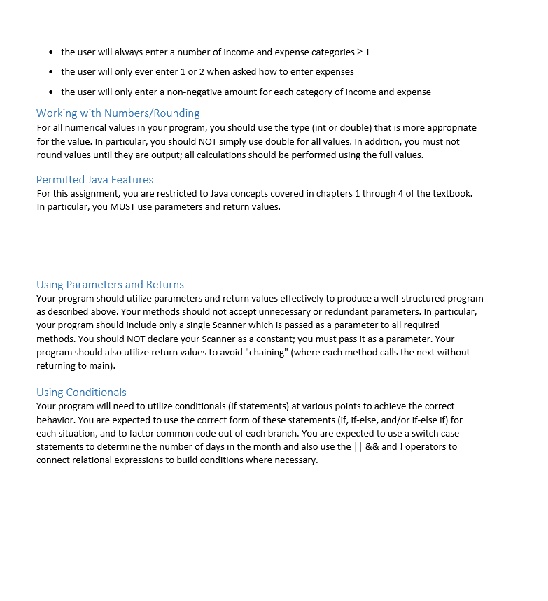 Solved Budgeter Program Behavior Write a complete Java | Chegg.com