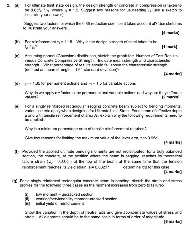 Solved 2. (a) For ultimate limit state design, the design | Chegg.com