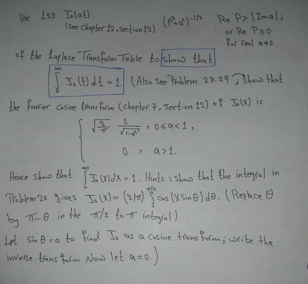 Solved Use 223 Jo(at) (See Chapter 12, Section 12) (P+²)-1/2 | Chegg.com