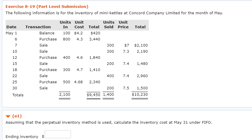 Solved Exercise 8-19 (Part Level Submission) The following | Chegg.com