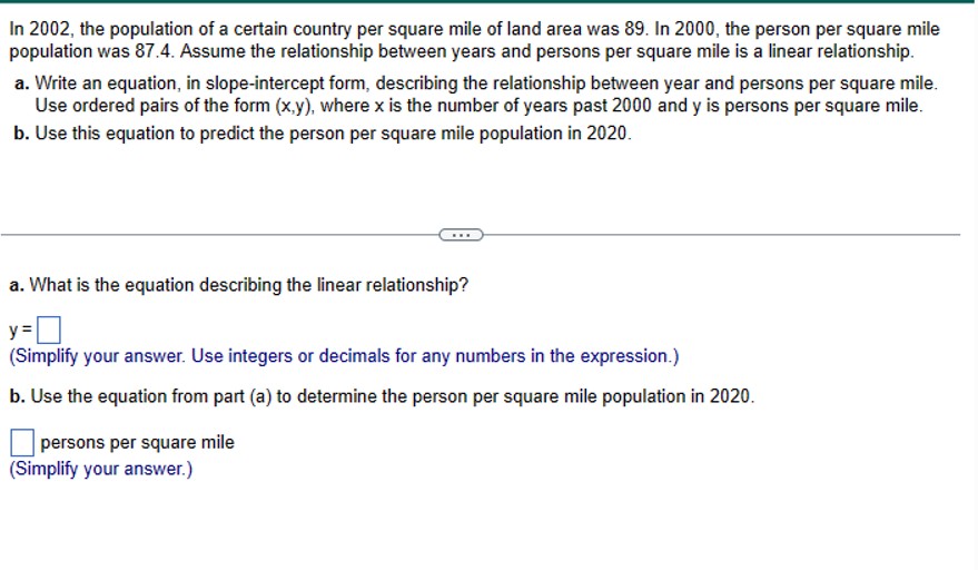 Solved In 2002 , ﻿the population of a certain country per | Chegg.com