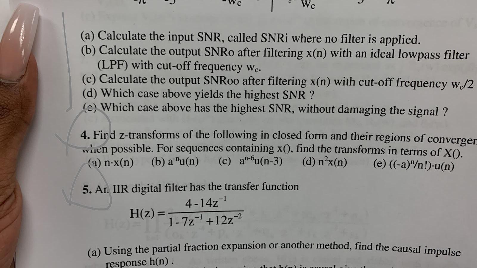 Solved (a) Calculate the input SNR, called SNRi where no | Chegg.com