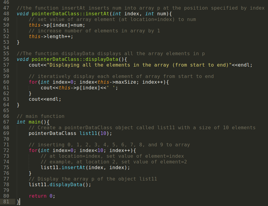Solved Modify the class pointerDataClass, so the main | Chegg.com