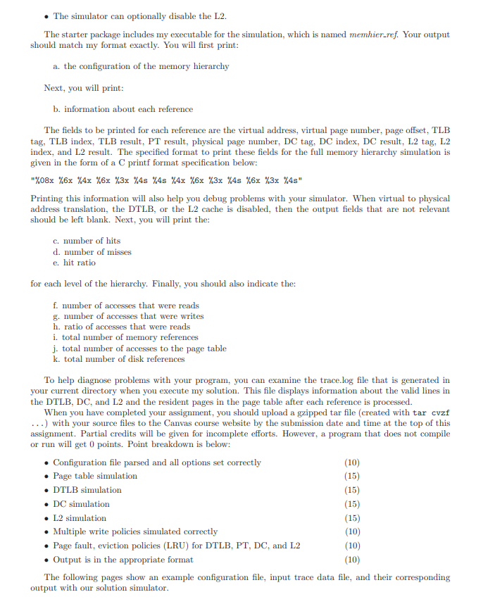 Solved trace.config Data TLB configuration Number of sets: 2 | Chegg.com