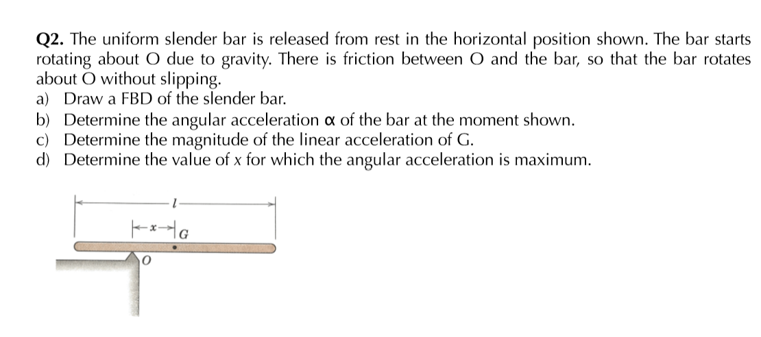 Solved Q2. The uniform slender bar is released from rest in | Chegg.com Solved Q2. The uniform slender bar is released from rest in | Chegg.com