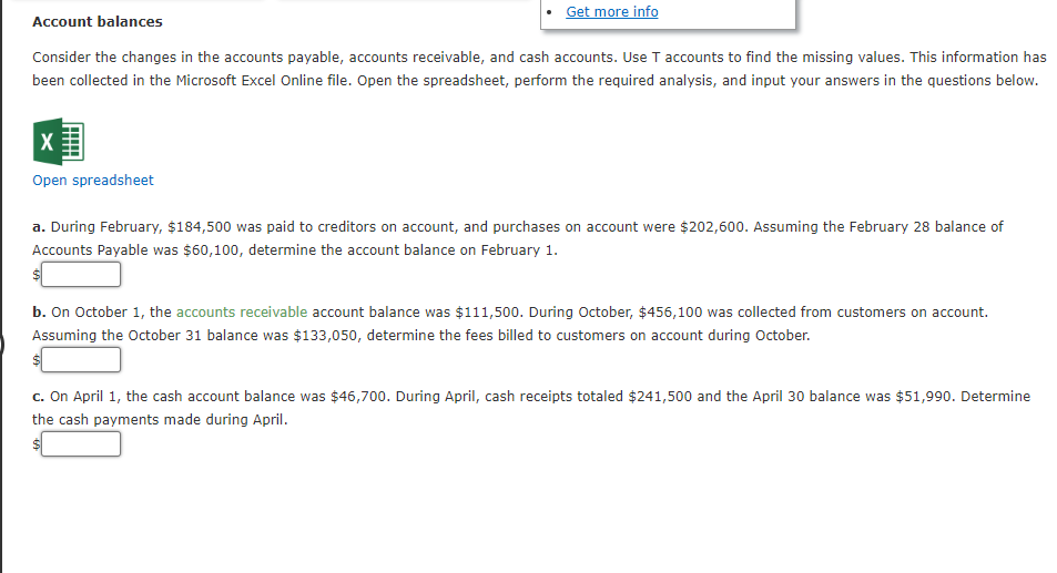 Solved Consider the changes in the accounts payable, | Chegg.com