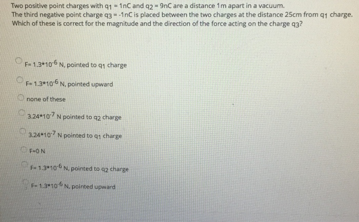 Solved Two positive point charges with q1 = 1 nC and q2-9nC | Chegg.com