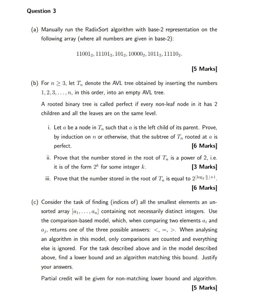Solved Question 3 (a) Manually run the RadixSort algorithm | Chegg.com