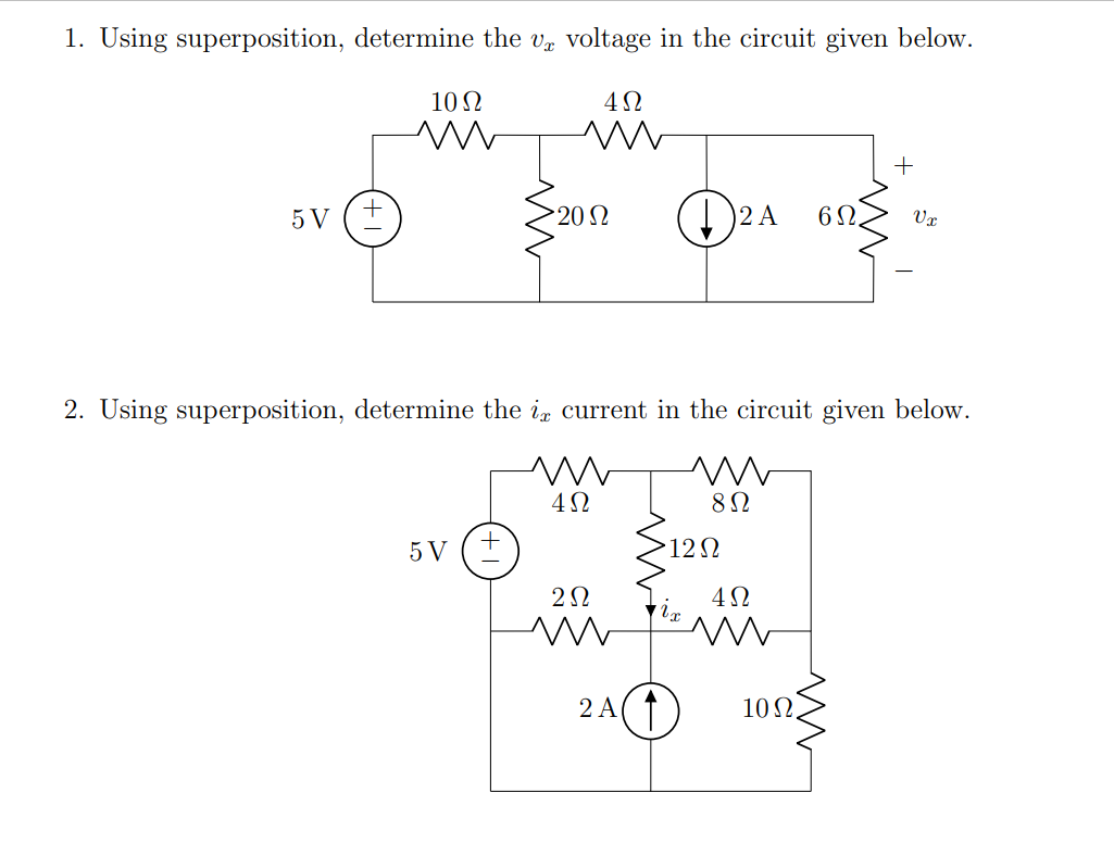 Solved 1. Using superposition, determine the vx voltage in | Chegg.com