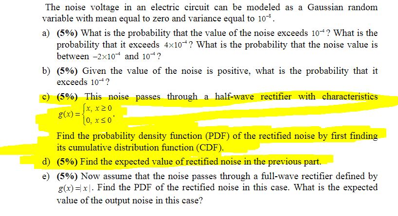 Solved The noise voltage in an electric circuit can be | Chegg.com