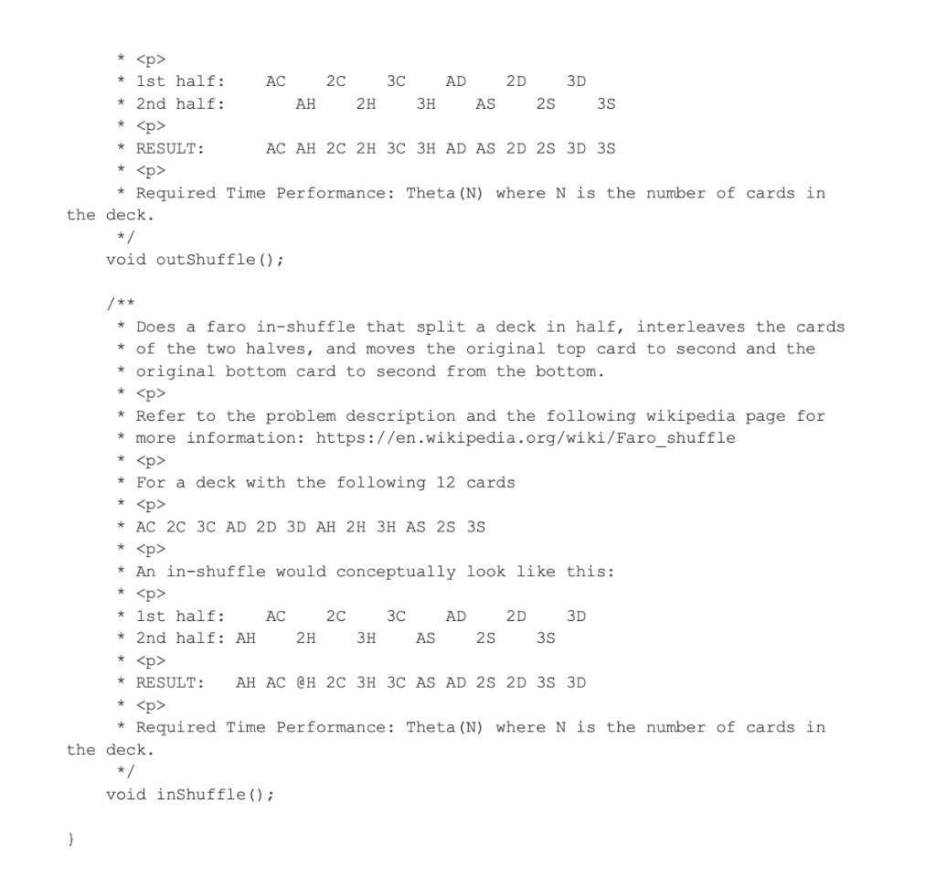 Shuffles The goal of this, is to practice: - Using | Chegg.com