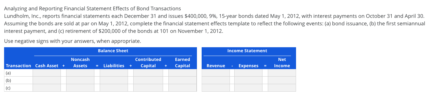 Solved Analyzing and Reporting Financial Statement Effects | Chegg.com