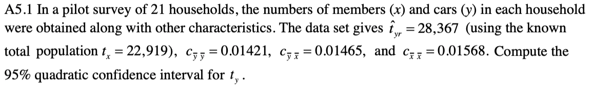 A5.1 In a pilot survey of 21 households, the numbers | Chegg.com