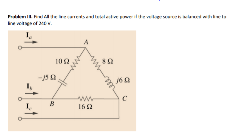 Solved Problem III. Find All the line currents and total | Chegg.com